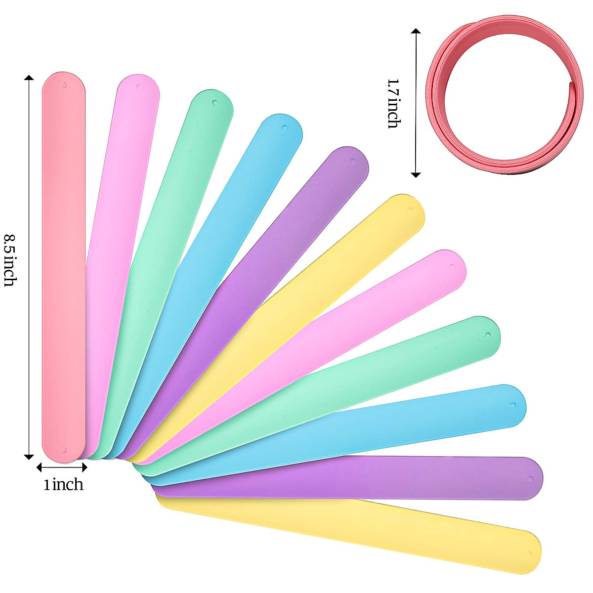 VINYL FROG 12 Pcs Rainbow Silicone Slap Bracelets, 6 Colors Slap Bracelet Wristbands Soft and Safe for School Party DIY Painting Favors Craft Project, 8.5 Inch x 1 Inch