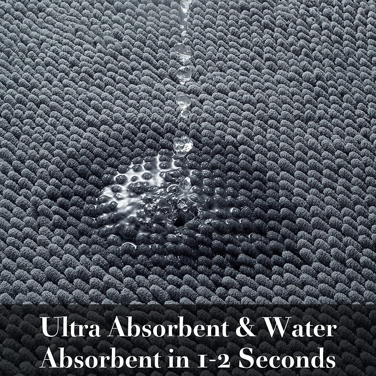 SONORO KATE Bathroom Rug,Non-Slip Bath Mat,Soft Cozy Shaggy Durable Thick Bath Rugs for Bathroom,Easier to Dry, Plush Rugs for Bathtubs, Rain Showers and Under The Sink (Dark Grey, 32"×20")
