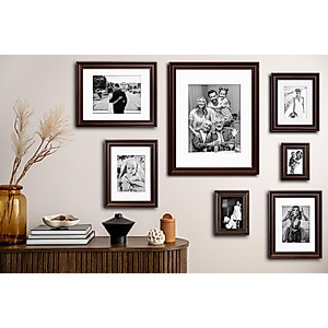 Yaetm 11x14 Picture Frame with Mat for 8x10 Set of 4, 1.4" Wide Molding & Dark Brown Photo Frames 11 x 14 with Tempered Glass for Wall Gallery, Home and Office, Wall Mount (4 pack, Brown)