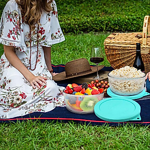 Sophico Round Silicone Storage Cover Lids Replacement for Anchor Hocking and Pyrex 7402-PC 6/7 Cup Glass Bowls (Container not Included)(Mint - 2 pack)