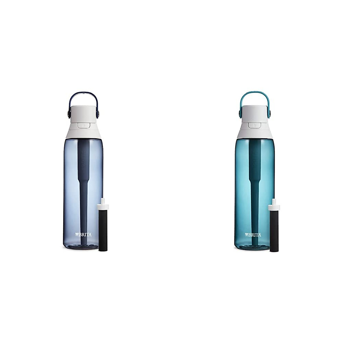 Brita Insulated Filtered Water Bottle with Straw, Reusable, BPA Free Plastic, Night Sky, 26 Ounce & Insulated Filtered Water Bottle with Straw, Reusable, BPA Free Plastic, Sea Glass, 26 Ounce