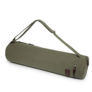 FREMOUS Yoga Mat Bag Carrier Men Women- Double Storage Pocket,Adjustable Shoulder Strap and Handle,Fits Most Mats(Army green)