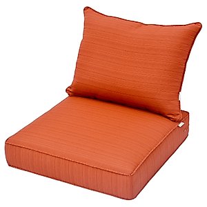 HOOOWOOO 25x25x5 Outdoor Patio Furniture Cushions Replacement,5" Thick Seat Back Chair Cushions Set,Zipper Olefin Sofa Loveseat Cushions for Patio Outdoor Furniture,Orange Red