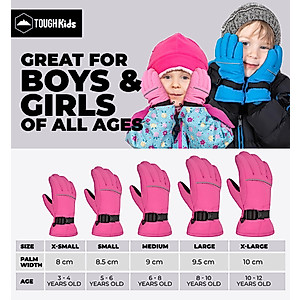 Tough Outdoors Kids Snow Gloves - Kids Winter Gloves - Kids Waterproof Insulated Gloves - Girls & Boys Winter Gloves - Kids Ski & Snowboarding Gloves - Children's Winter Gloves - Toddler Snow Gloves