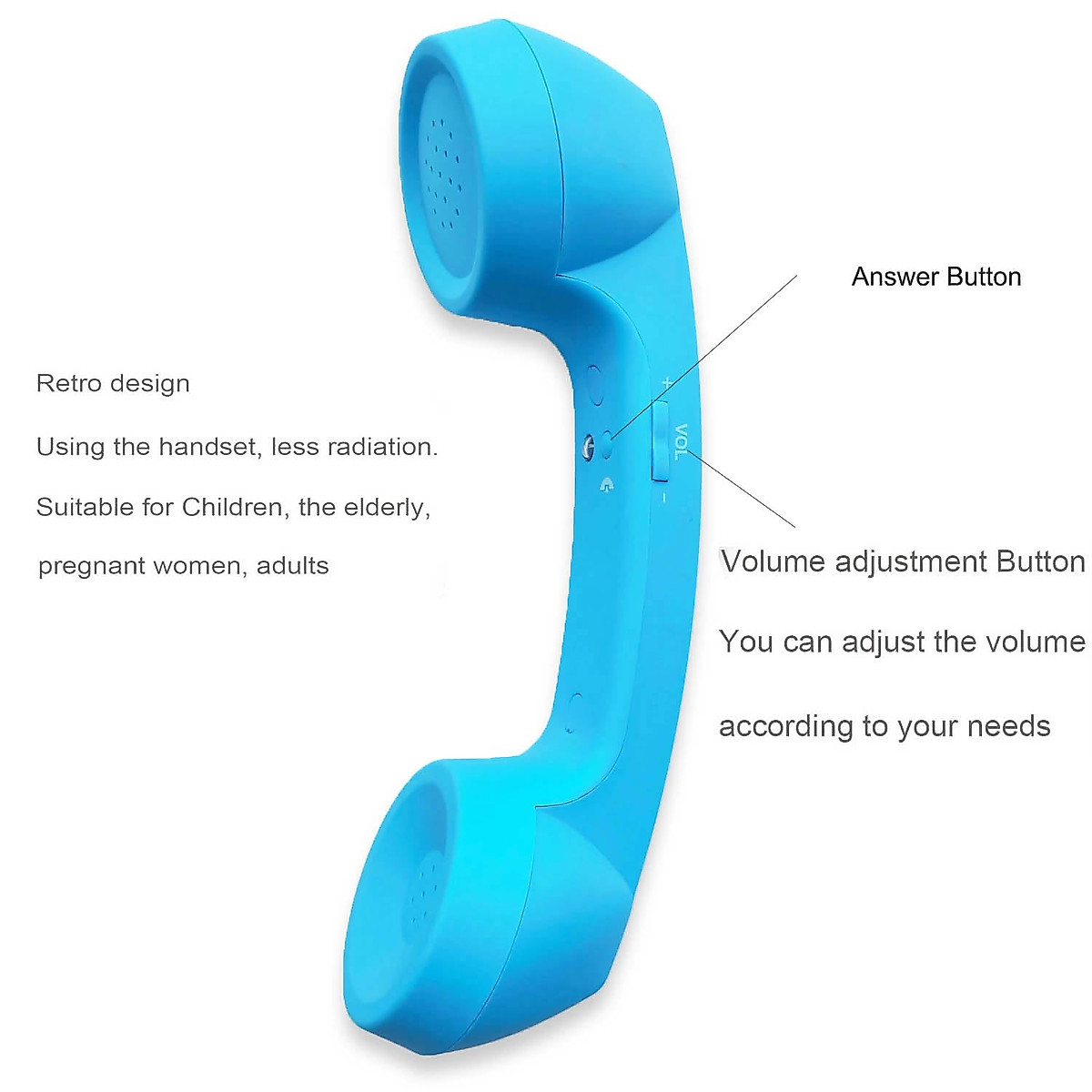 ENJOY-UNIQUE Wireless Bluetooth Mic Headphones Comfort Retro Phone Handset Mic Speaker Phone Call Receiver Compatible with iPhone iOS Android iOS Cell Phone Telephone