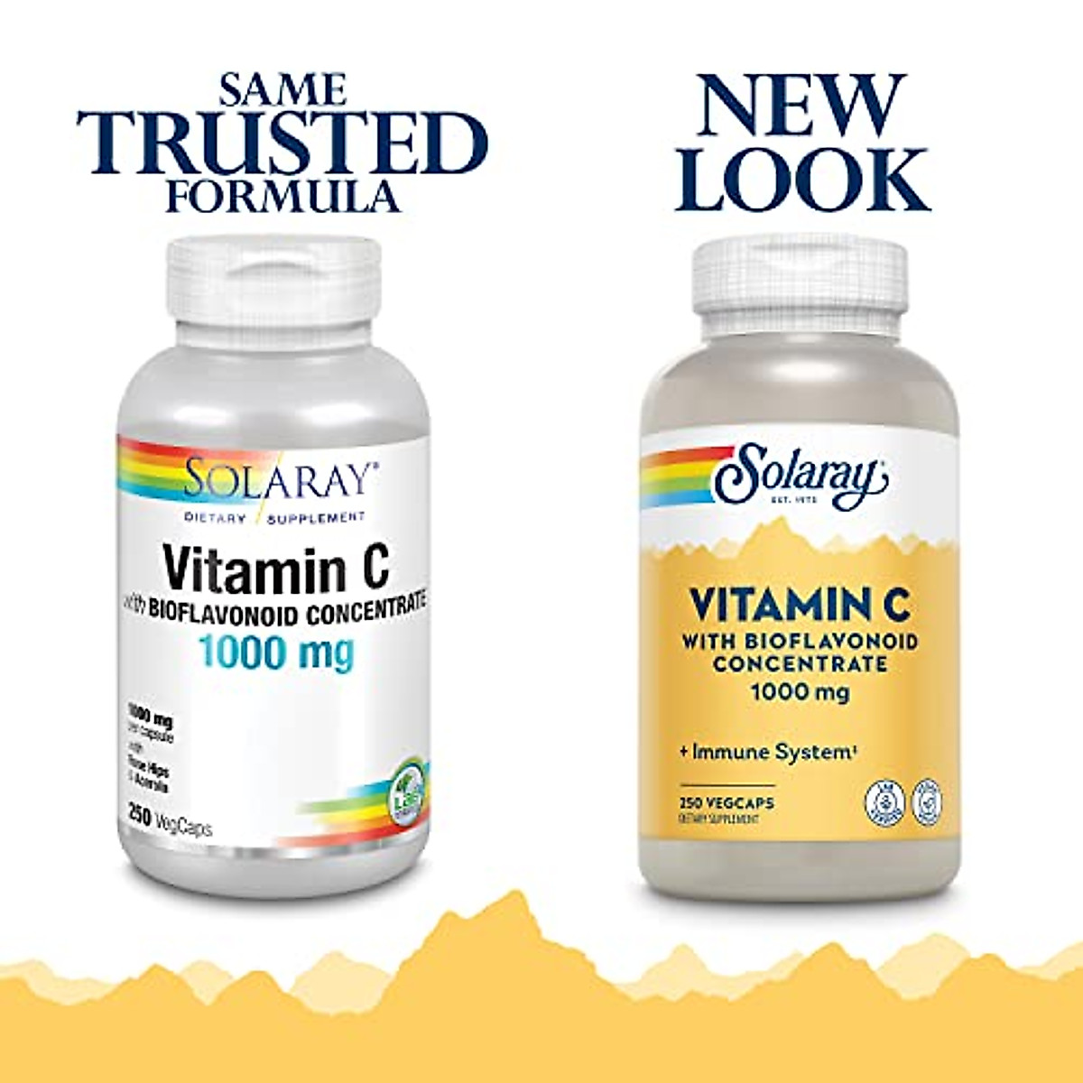 SOLARAY Vitamin C with Bioflavonoid Concentrate 1000mg, Healthy Immune Function, Skin, Hair & Nails Support, 250 VegCaps