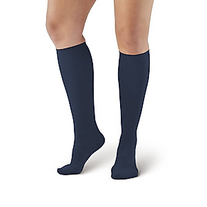 Ames Walker AW Style 112 Women's Microfiber 15-20 mmHg Moderate Compression Knee High Socks Black Large