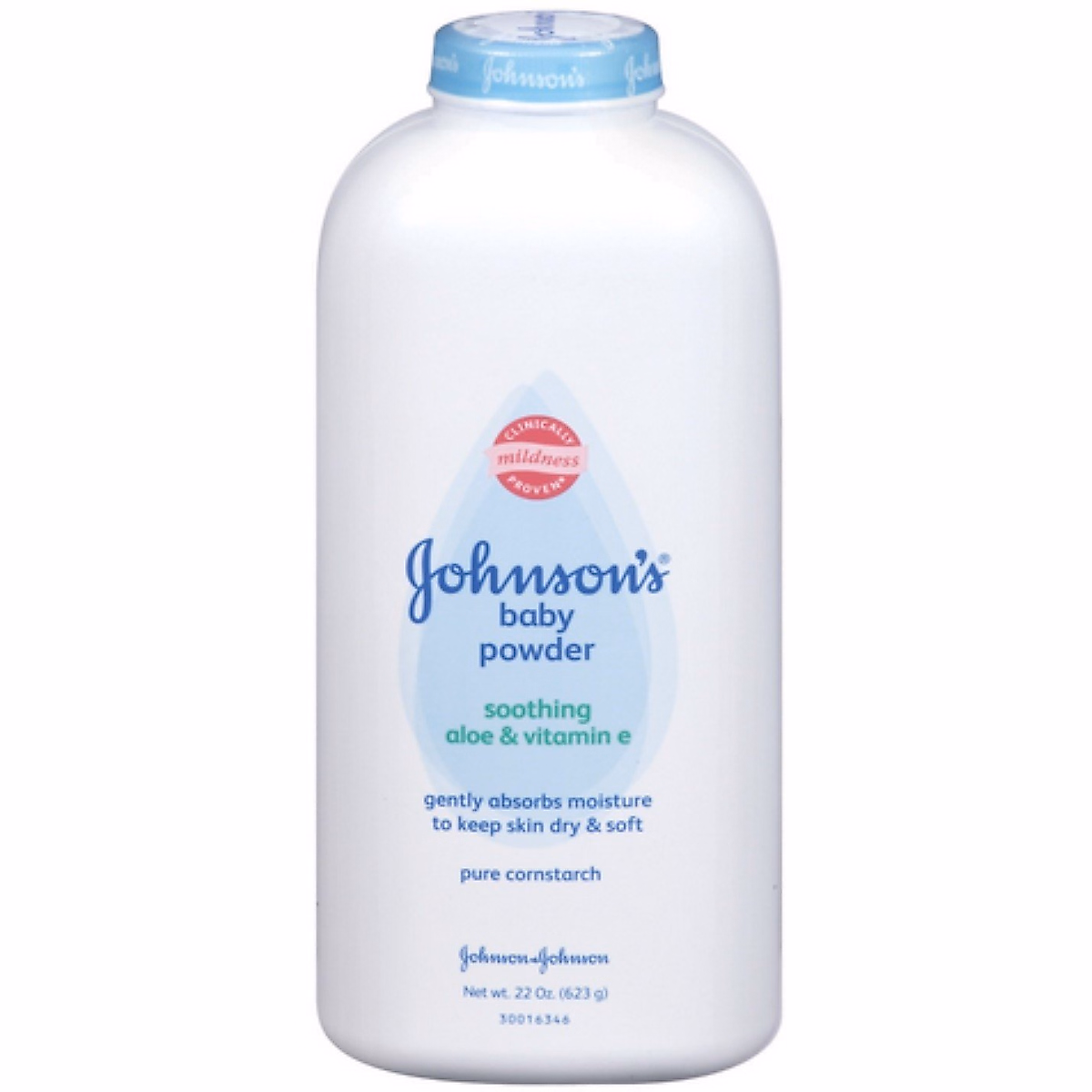 Johnson's Baby Powder with Naturally Derived Cornstarch Aloe & Vitamin E, Hypoallergenic, 22 oz (Pack of 6)