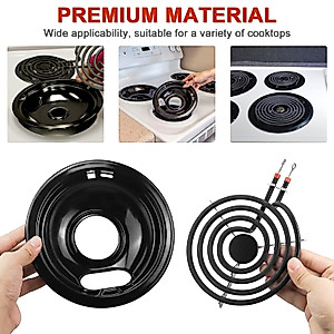 W10290350 W10290353 Black Porcelain Burner Drip Pans By AMI PARTS - Replacement for Whirl-pool Electric Range Cooktop - Includes 2 8-Inch and 2 6-Inch Pans