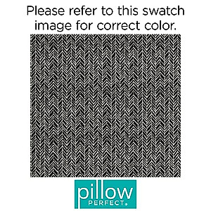 Pillow Perfect Outdoor/Indoor Herringbone Night Square Corner Chair Cushion, 36.5" x 18", Black