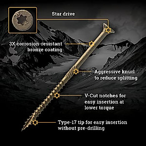 Big Timber 1BTX92 Wood Screws 9x2" Inch T-25-Drive Bit Bronze Star Flat Head (118 Per Box)