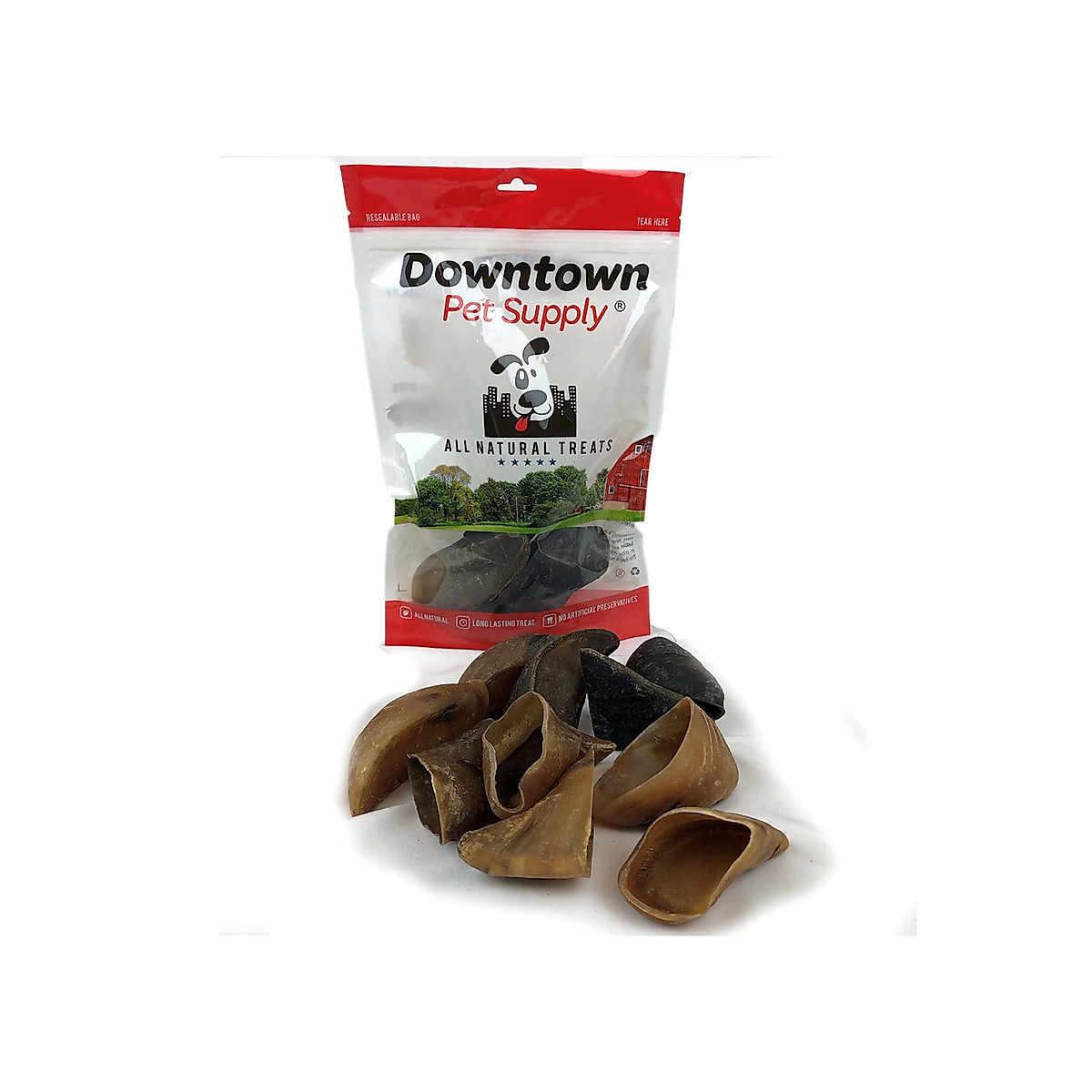 Downtown Pet Supply Dog Bones - Cow Hooves for Dogs Made in USA - Dog Dental Treats & Rawhide Free Dog Chews - Dog Chew Bones - Grass Fed Beef Hooves Stuffed with BBQ - 5 Pack
