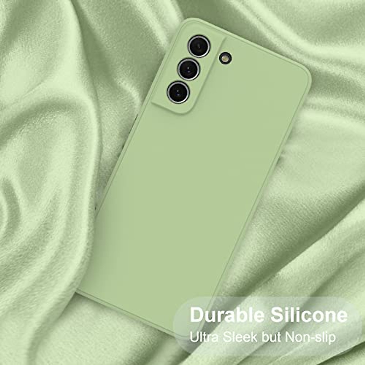 LEKEVO Compatible with Samsung Galaxy S21 FE 5G Case, Smooth Soft Liquid Silicone Case, Gel Rubber Shockproof Full Body Protective Phone Cover for Samsung S21 FE (Matcha Green)