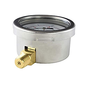CARBO Instruments Diaphragm Low Pressure Capsule Gauge, 2-1/2" Dial, 0-35 oz/0-60in H2O Range, 1/4" NPT Lower Mount, Stainless Steel Case, Brass Internals, Adjustable, Dual Scale 35 oz/60 inH2O (IWC)