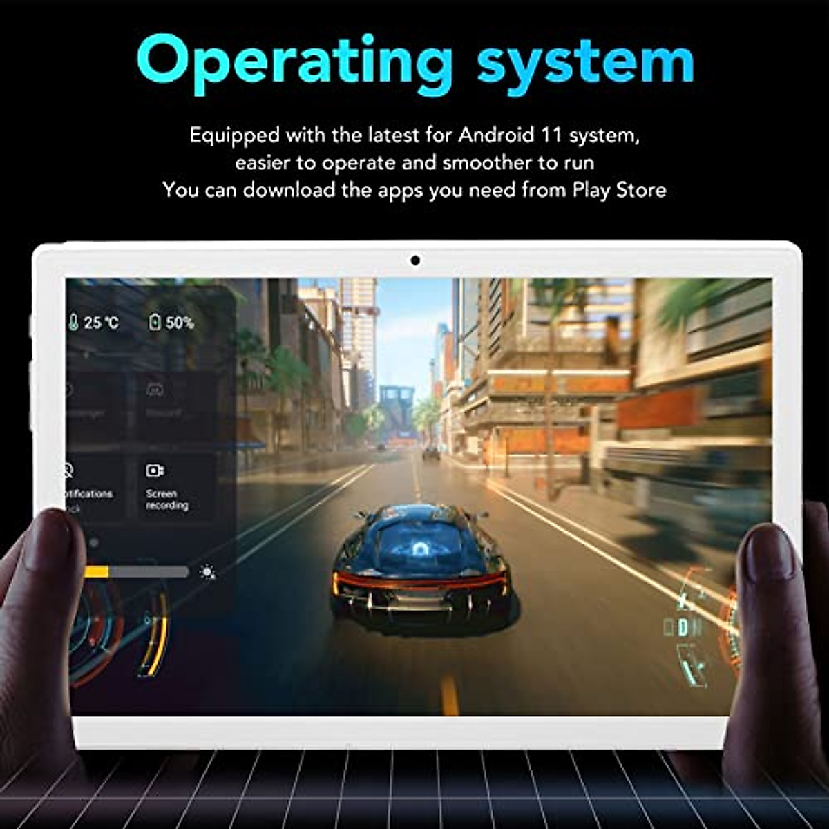 10.1 Inch Tablet Android 11 Tablet, 4G LTE Tablet with BT Keyboard for Business Office Students, Octa Core Tablet PC with BT Keybaord, 12GB RAM 256GB ROM, Gifts (White)