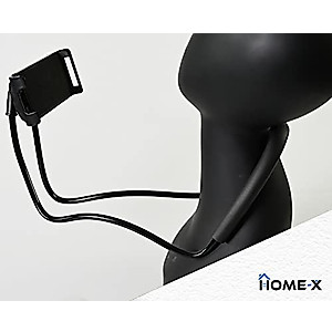 Home-X Around Neck Hands-Free Universal Cellphone Holder, Portable Smartphone Stand for Neck, Great for Streaming, Selfies, Reading – Fits Devices 4.7” to 7.6”