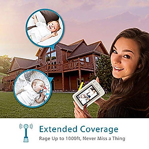 Moonybaby Split Screen Baby Monitor with 2 Cameras and Audio, Model: Split 30, No WiFi, Extended 12hrs Battery Life, Wide View, Long Range, Auto Night Vision, 4.3" Large Screen, Lullaby, 2-Way Audio