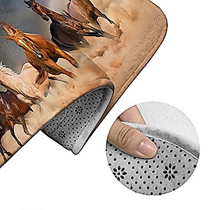 Wondertify Horse Herd Bathroom Antiskid Pad Desert Sand Storm Dramatic Sky 3 Pieces Bathroom Rugs Set, Bath Mat+Contour+Toilet Lid Cover