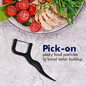 Dental Guru Charcoal Dental Floss Picks - Refreshing Peppermint Flavor - Biodegradable Handles for Sustainable Oral Care - Removes Plaque, Tartar & Prevents Bad Breath - Pack of 12 (75 Count/Pack)