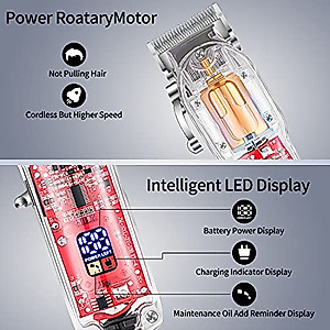 Roziahome Hair Clippers for Men & Foil Shaver - Professional Barber Clippers for Hair Cutting Kit with Electric Razor - Cordless Rechargeable Beard Trimmer Barbers Haircut Machine (Transparent)