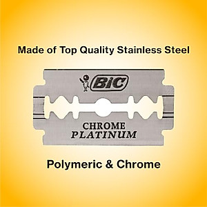 BIC Chrome Platinum Double Edge Safety Razor Disposable Single Blades (100 Pack)