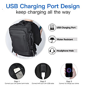 Lapsouno Backpack, Carry On Backpack, Expandable Travel Backpack for Carryon Luggage, 40L Extra Large Flight Approved Traveling Backpacks for Men Women, Water Resistant Business Daypack Bag, Black