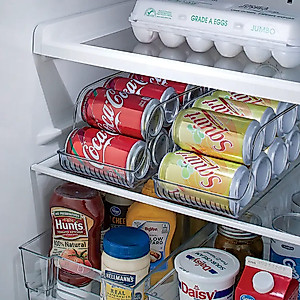 TOPULORS 2 Pack Soda Can Organizer for Refrigerator Beverage Holder for Fridge, Storage Rack Bins for Freezer, Kitchen, Pantry, Countertops, Cabinets, Clear Plastic Canned Food Stackable Dispenser