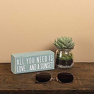 Primitives by Kathy 19111 Beach-Inspired Blue Box Sign, 6 by 2.5-Inch, and a sunset