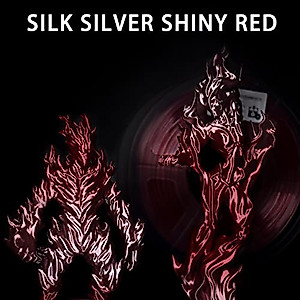 (2 Items) 1kg Silk Silver Shiny Red & 1kg Vintage Metal Rainbow PLA Filament, 3D Printer Filament, PLA Filament 1.75mm +/- 0.02mm