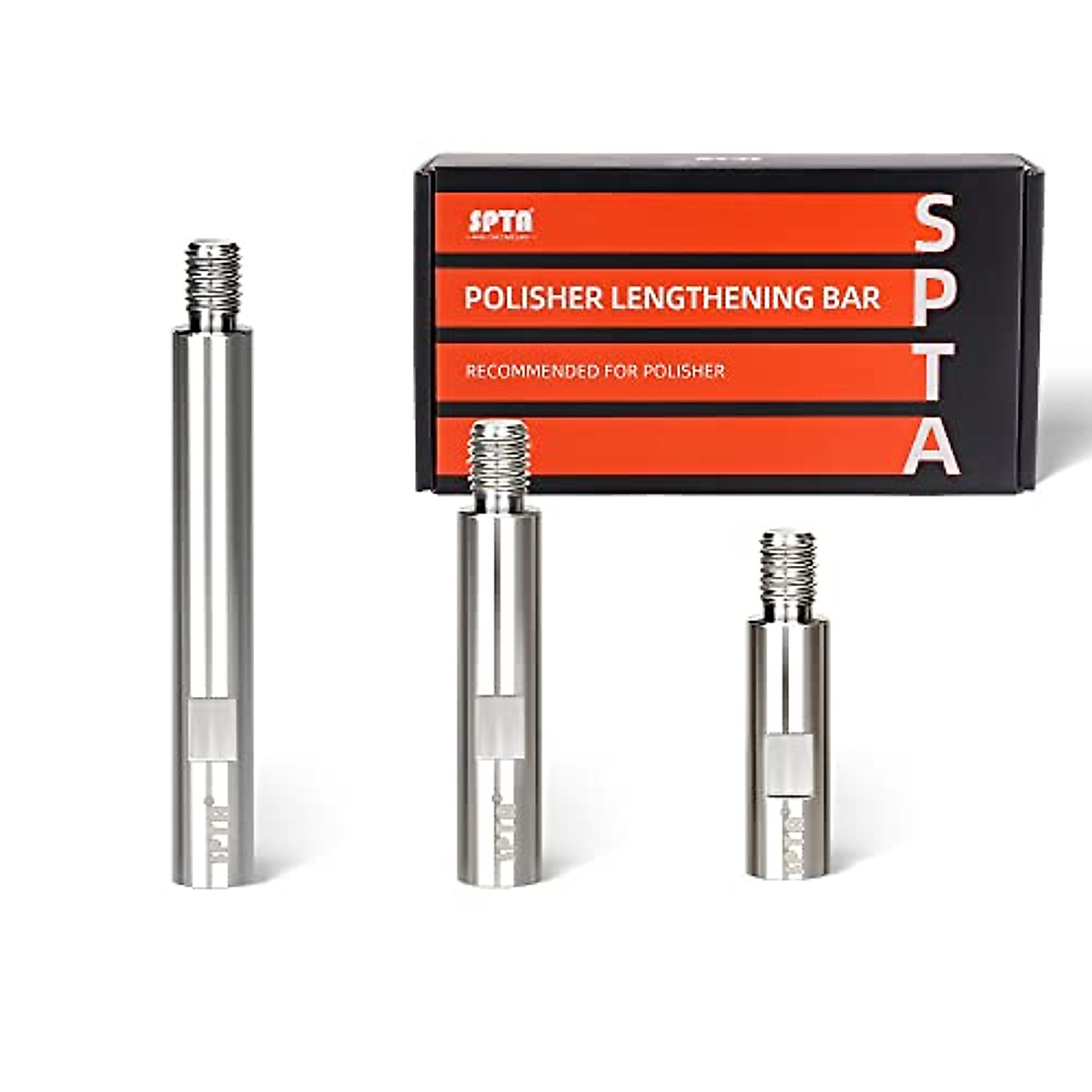 SPTA Stainless Steel Rotary Extension Shaft Set, 75mm,100mm,140mm, 5/8"-11 Thread for Rotary Polisher,Car Polisher,Polishing Pads,Backing Plate Electric Polisher