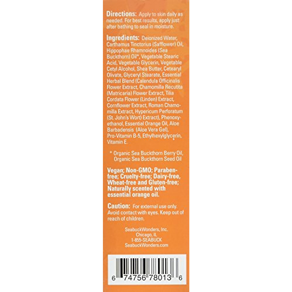 SeabuckWonders Organic Sea Buckthorn Body Lotion, 6 FL OZ
