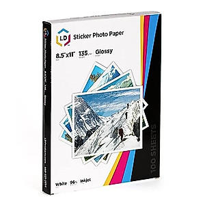 LD Products Glossy Inkjet Photo Sticker Paper (8.5X11) 100 pack