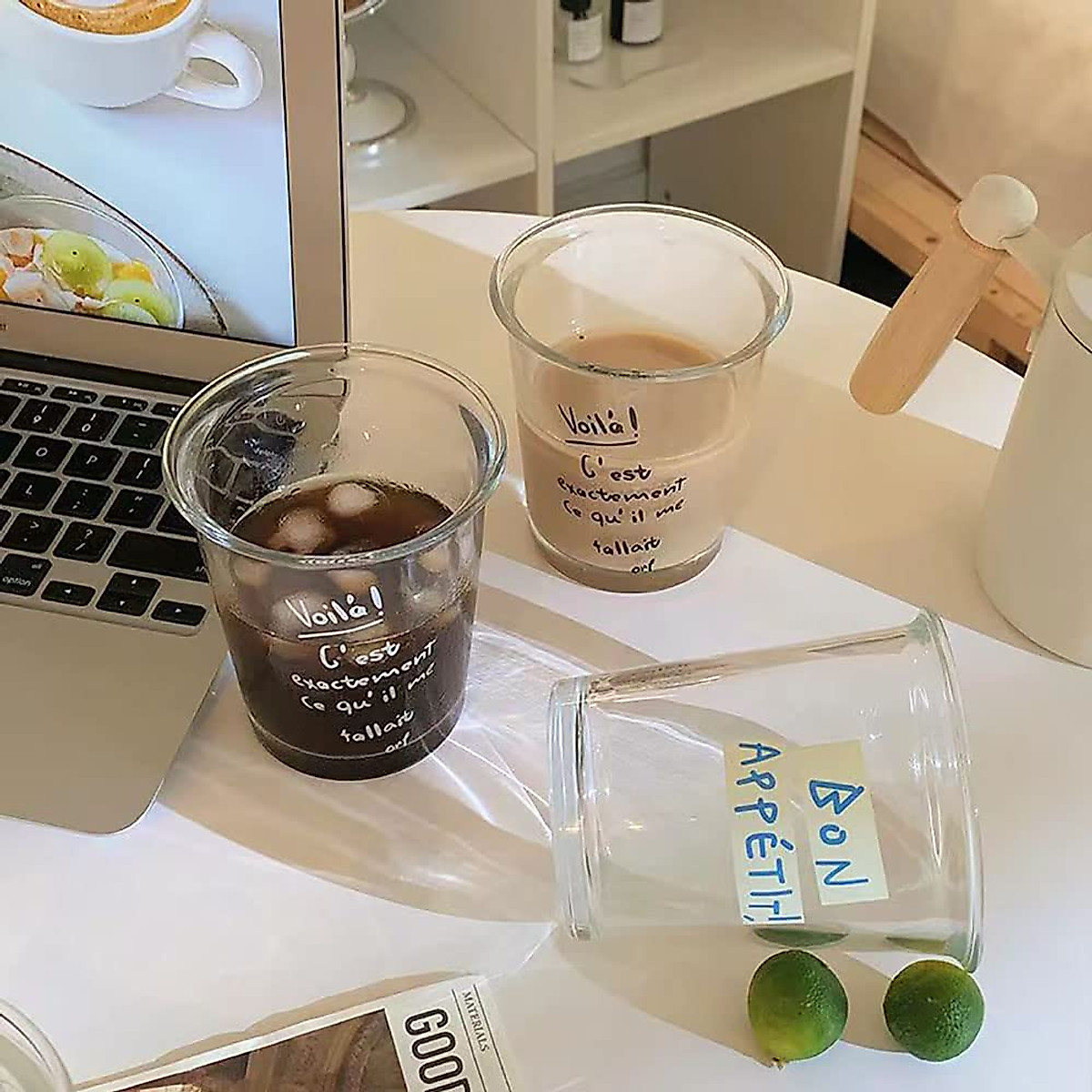 GIVSSES Coffee Cup - 11 oz Cute Beer Cups - Coffee Mug - Clear Iced Coffee Cup - Beer Cup - Iced Coffee Glass Cups - Coffee Bar Accessories