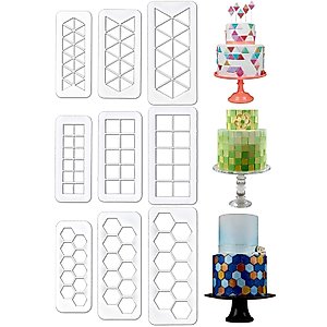9 Pcs Fondant Cookie Cutter, Geometric Multicutter Cake Fondant Cutter Geometric Biscuit Cutters for Cake Making Fondant Cookie