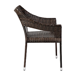EMMA + OLIVER Embry Patio Dining Chair - PE Rattan with Steel Frame - All Weather Materials - No Assembly Required - Espresso
