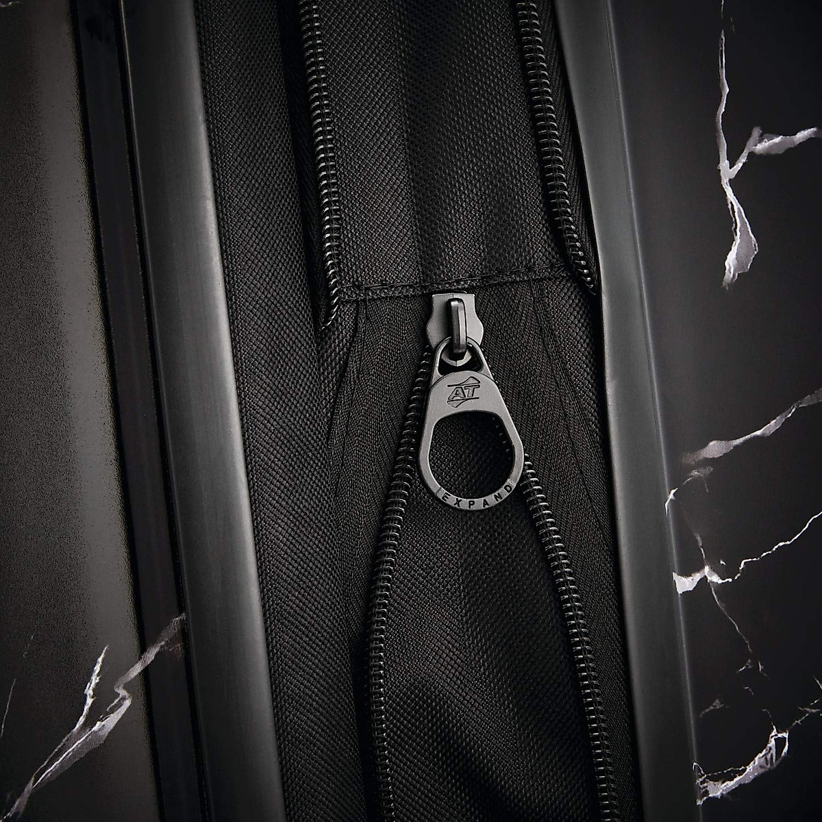 American Tourister Moonlight Hardside Expandable Luggage with Spinner Wheels, Black Marble, Carry-On 21-Inch