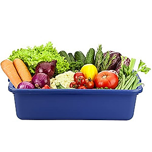 Easymanie 13 L Commercial Bus Tubs Box, 4 Packs Plastic Dishpan Wash Basin, Blue