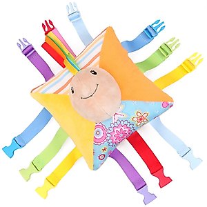 Toddler Early Learning with Buckles,Plush Soft Travel Toy- Toy with Basic Life Skills Children's Plush Travel Activity Game-Children Educational Learning