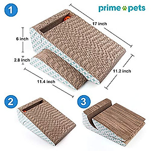 PrimePets Cat Scratcher Cardboard, Cat Scratching Pad with Ball, 2-in-1, Cat Scratch Cat Scratching Board for Indoor Cats, Removable, Corrugated, Catnip Included
