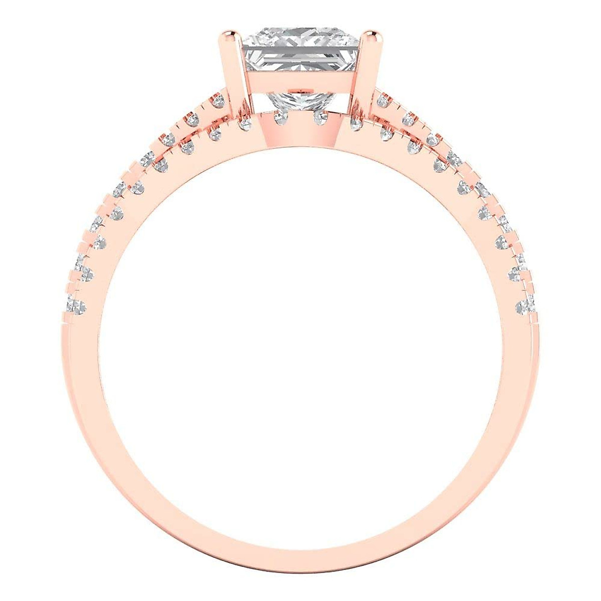 Clara Pucci 2.01ct Princess Cut Solitaire Moissanite Engagement Promise Anniversary Bridal Ring Band set 14k Rose Gold 9.5