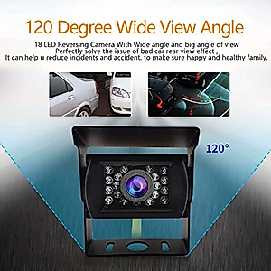 4 Pin Stable 12V 24V CCD Car Parking Reverse Camera Waterproof 18 Led IR Night Vision Wide View Angle Cab Backup Camera for Truck Pickup Trailer Bus RV Caravan+4 Pin 10m Connector Cable