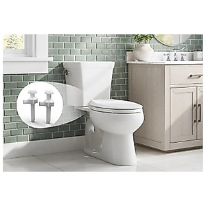 TOIWANI Universal White Plastic Toilet Seat Hinge Bolts and Nuts Replacement Kit for Top Mount Toilet Seat Hinges Durable Plastic Screws and Washers Ideal for Fixing and Securing Toilet Seats (2 Pack)