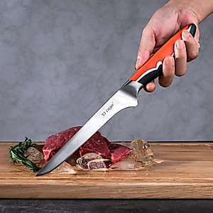 TJ POP Boning Knife, Ultra Sharp Fillet Knife for Fish and Meat, Full-tang Designed, 6 Inch Blade German HC Steel, Comfort Grip Non-slip Handle