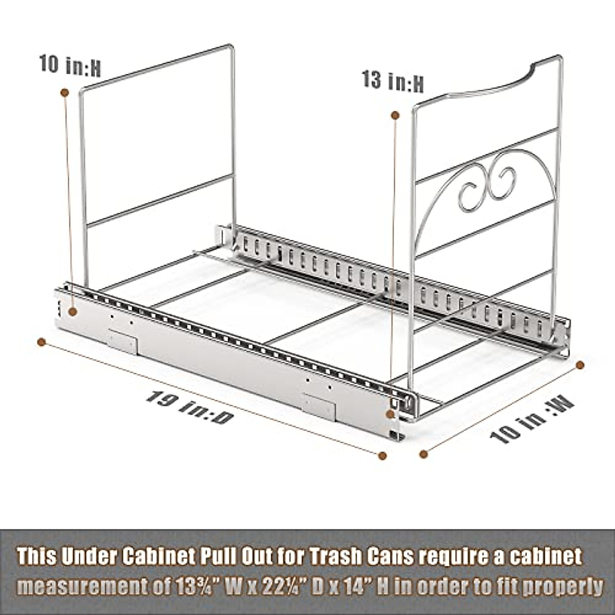 Eazy2hD Pull Out Under Cabinet, Cabinet Trash Can Pull Out Kit , Kitchen Trash Garbage Can & Bin for Under Counter Cabinet, Rquires a 13”W X 23”D Cabinet Opening,Trash Can Not Included