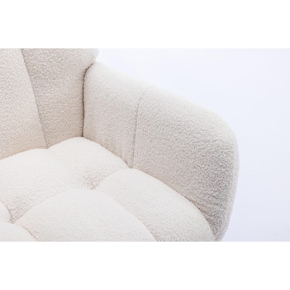 Lepfun, Soft Teddy Velvet Fabric Rocking Chair for Nursery, Comfy Wingback Glider Rocker with Safe Solid Wood Base for Living Room Bedroom and Balcony,Easy to Assemble,White