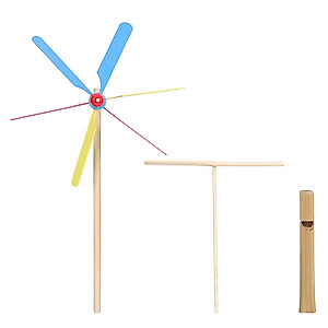 MILISTEN 1 Set Bamboo Flute Windmill Set Wood Whistles Toys Wooden- Copter Toy Spiral Whistles Playthings Dragonfly Multi- Musical Instrument Whistles Referee Wood Toys Advanced UFO Child