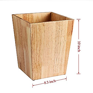 KMWARES Decorative Square Wastebasket/Trash Can/Garbage Can for Home Accent, Kitchen, Bathroom Accessories, Office Decoration - Rubber Wood