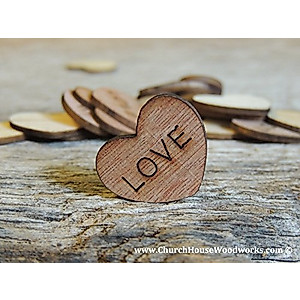 Wooden Heart Confetti ~ Love ~ Wood Hearts, Wood Confetti Engraved Love Hearts- Rustic Wedding Decor (100 count)