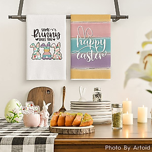 Artoid Mode Some Bunny Loves You Happy Easter Home Kitchen Towels, 18 x 26 Inch Holiday Spring Ultra Absorbent Drying Cloth Dish Towels for Cooking Baking Set of 2