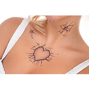 Tattoocrew 2 x Broken Doll Temporary Tattoo Halloween Costume for Men and Women, Adult, Face Sticker